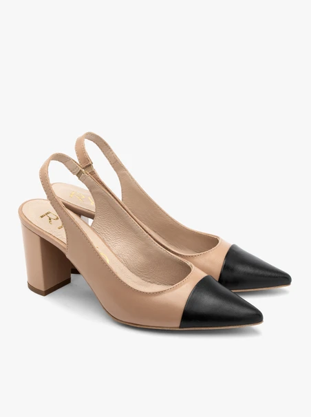 Czółenka slingback - buty damskie bez pięty | RYŁKO