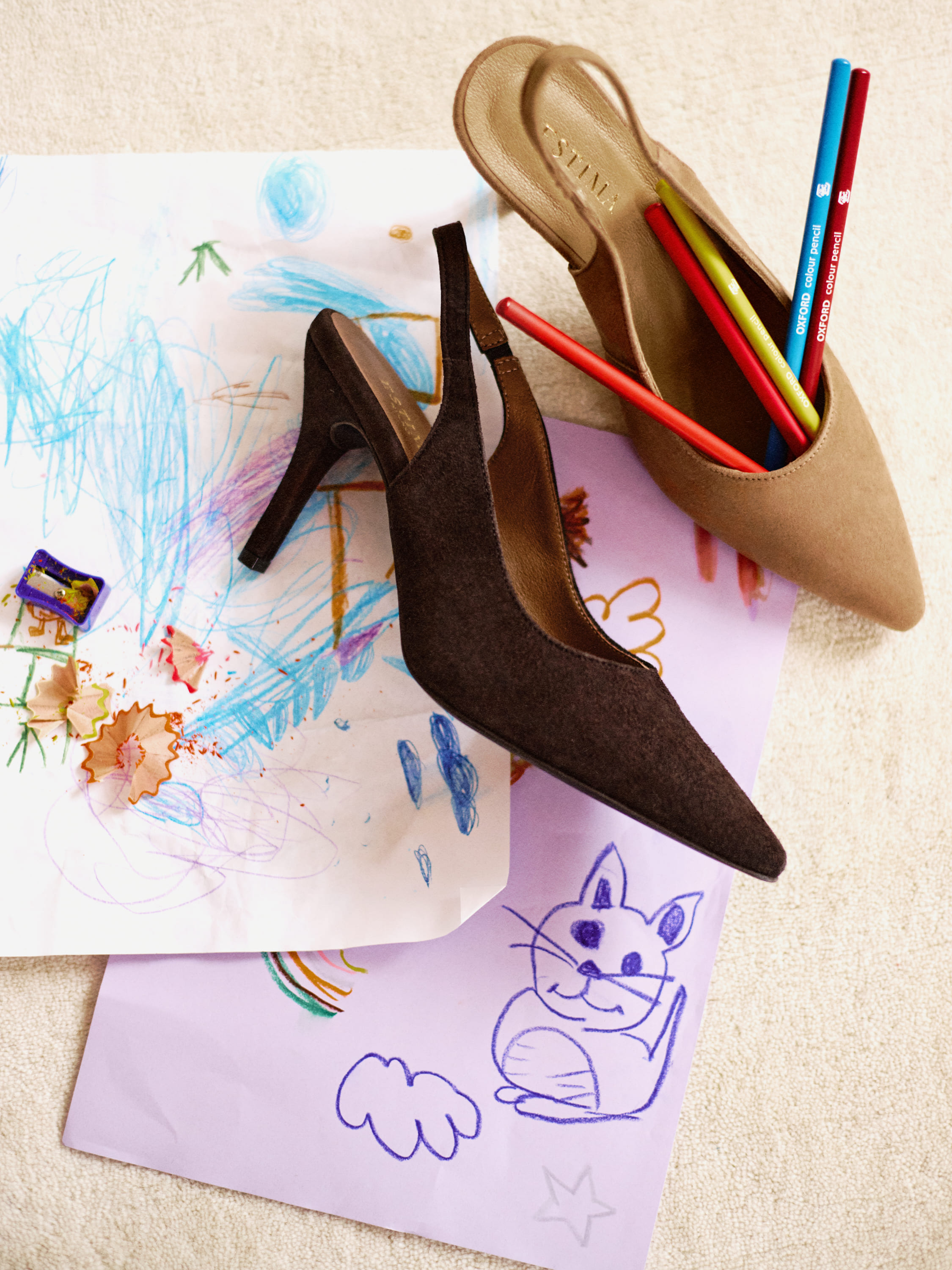 Jasnobrązowe czółenka bez pięty slingback